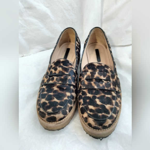 Longchamp | Shoes | Longchamp Calf Hair Animal Print Penny Loafer Size ...
